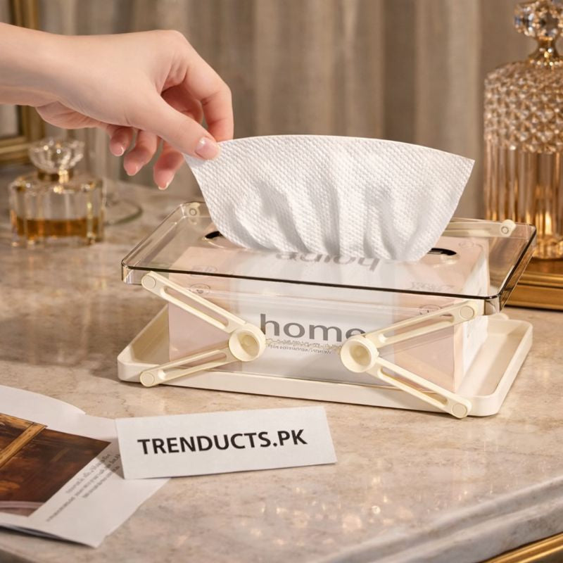 Automatic Lift Tissue Storage Box - Height Adjustable | Trenducts.pk